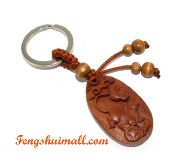 Chinese Horoscope Wood Keychain - Rat
