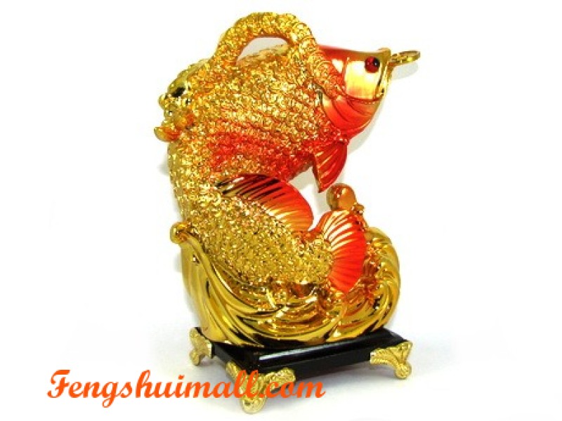 Golden Leaping Arowana Biting Coins