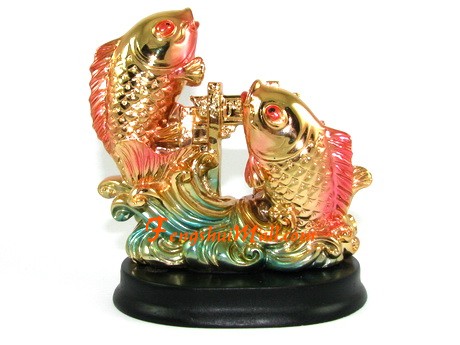 Golden Double Carp Over Dragon Door :: Feng Shui Career