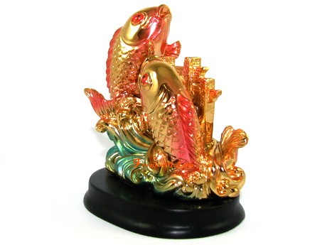 Golden Double Carp Over Dragon Door :: Feng Shui Career