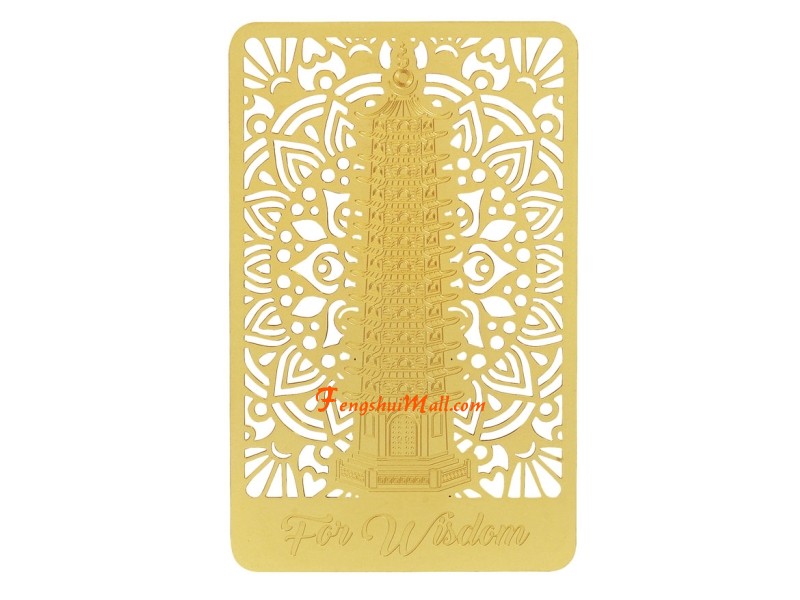 Wisdom Pagoda Gold Talisman Card :: Feng Shui Education Tower